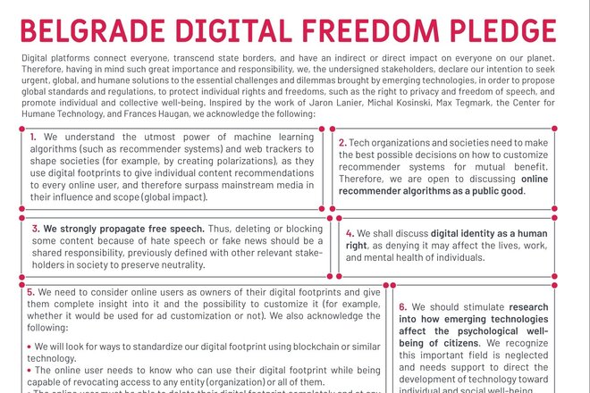 Belgrade Digital Freedom Pledge: Recommender Systems as a Public Good ...