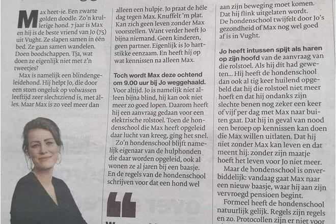 Laat de hulphond Max terug komen naar bijna blinde Jo Bergman - online ...